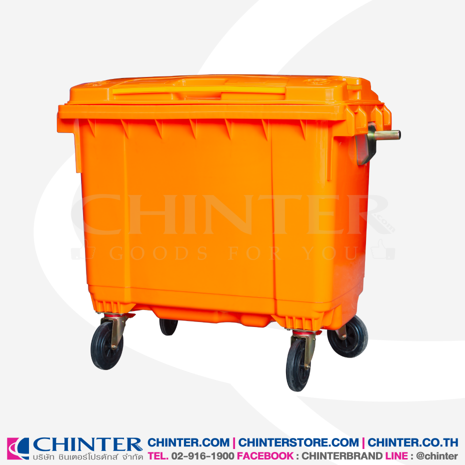 ราคาถังขยะ660ลิตร มีล้อและหูเหล็กกัลวาไนซ์ อย่างหนา ฝาเปิดด้านบน - CHINTER STORE