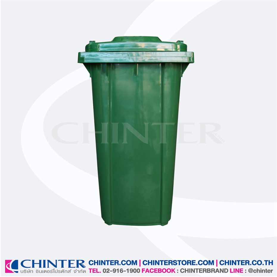 F-0146 ถังขยะพลาสติก ถังขยะ240ลิตร อย่างหนา ฝาเรียบมีล้อ - CHINTER STORE